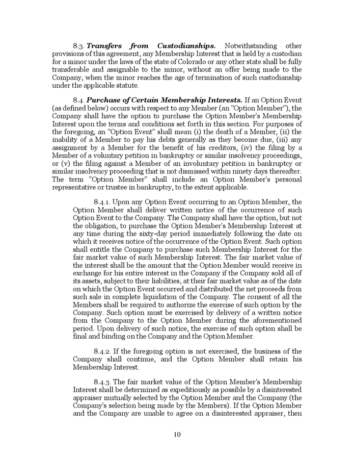Operating agreement for LLC (Colorado) in Word and Pdf formats - page ...
