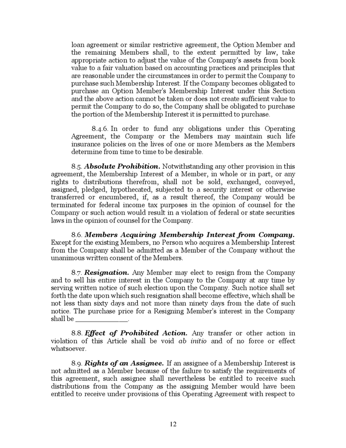 Operating agreement for LLC (Colorado) in Word and Pdf formats - page ...