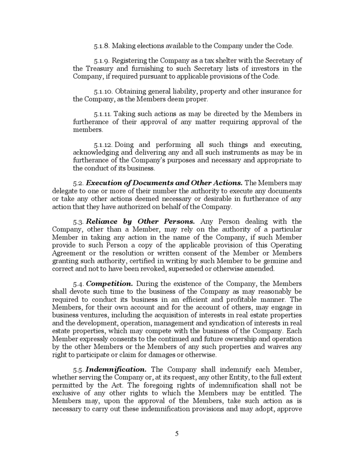 Operating agreement for LLC (Colorado) in Word and Pdf formats - page 7 ...