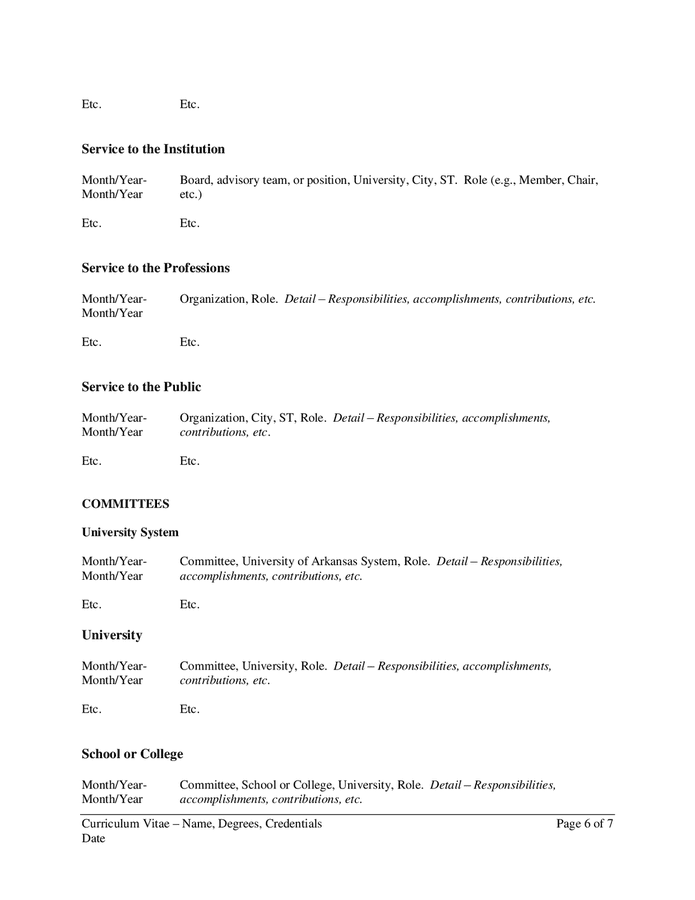 Simple CV template in Word and Pdf formats - page 6 of 7