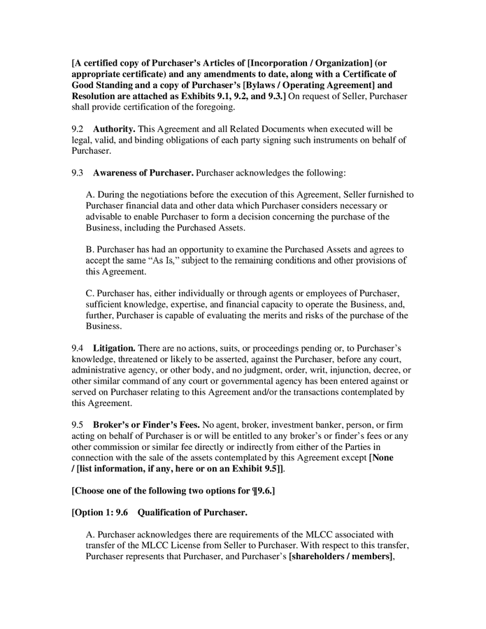 Asset purchase agreement in Word and Pdf formats - page 17 of 33