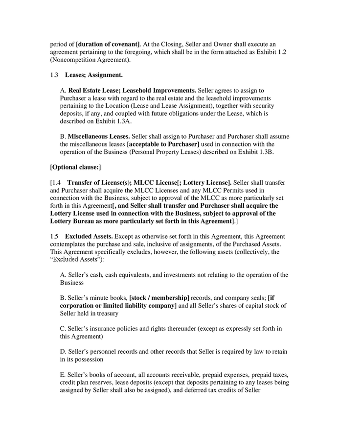 Asset purchase agreement in Word and Pdf formats - page 3 of 33