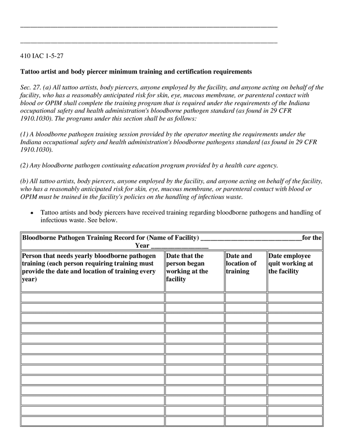 Tattoo and body piercing model policy template in Word and Pdf formats ...