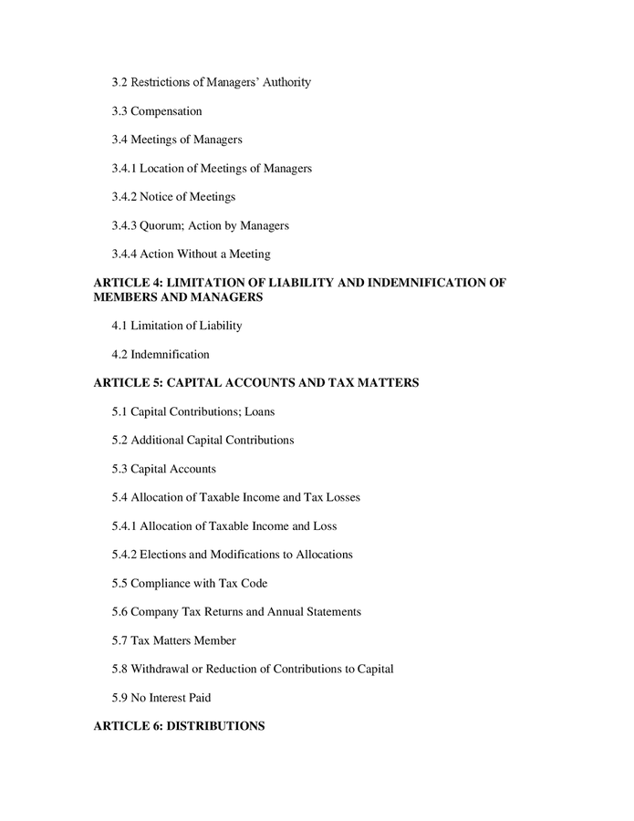 LLC operating agreement (Michigan) in Word and Pdf formats - page 2 of 22