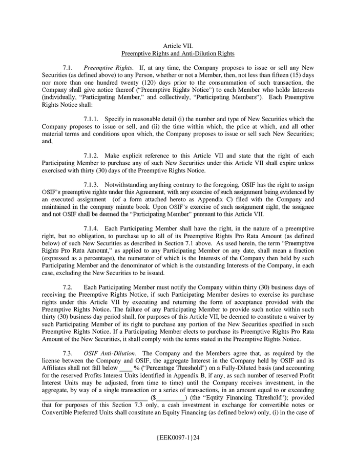 LLC operating agreement (Ohio) in Word and Pdf formats - page 24 of 45
