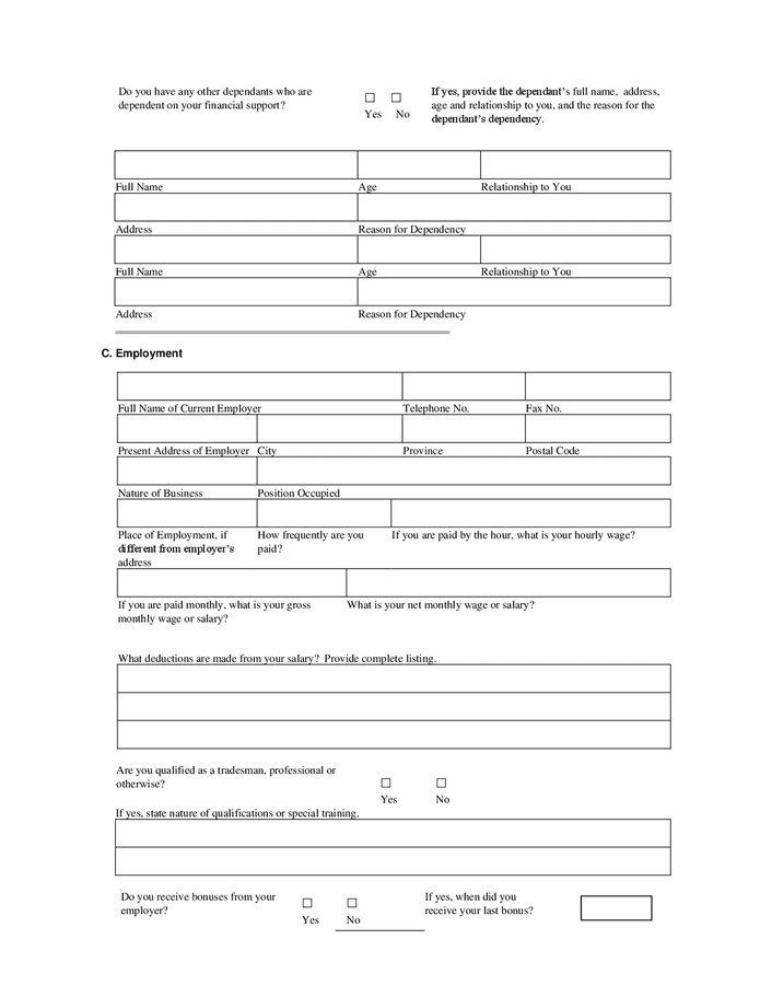 Financial statement of debtor (Canada) in Word and Pdf formats - page 2 ...