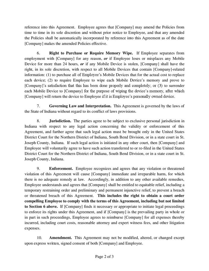 Employee mobile device agreement (Indiana) in Word and Pdf formats ... Employee mobile device agreement (Indiana) in Word and Pdf formats ...