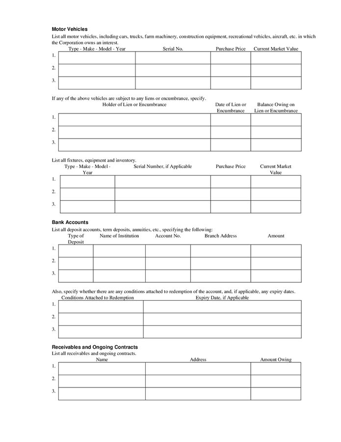 Statutory declaration - financial statement of debtor form in Word and ...
