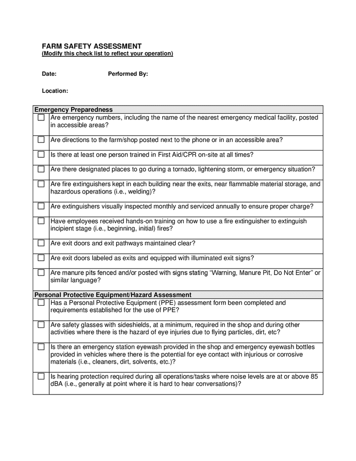 Farm safety handbook in Word and Pdf formats - page 11 of 13