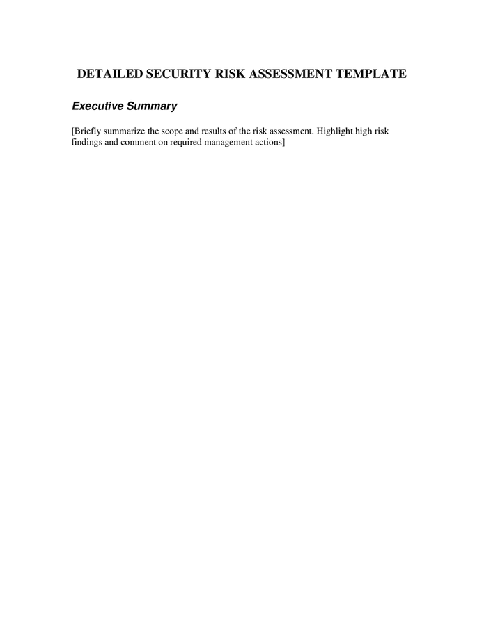 Security risk assessment template in Word and Pdf formats
