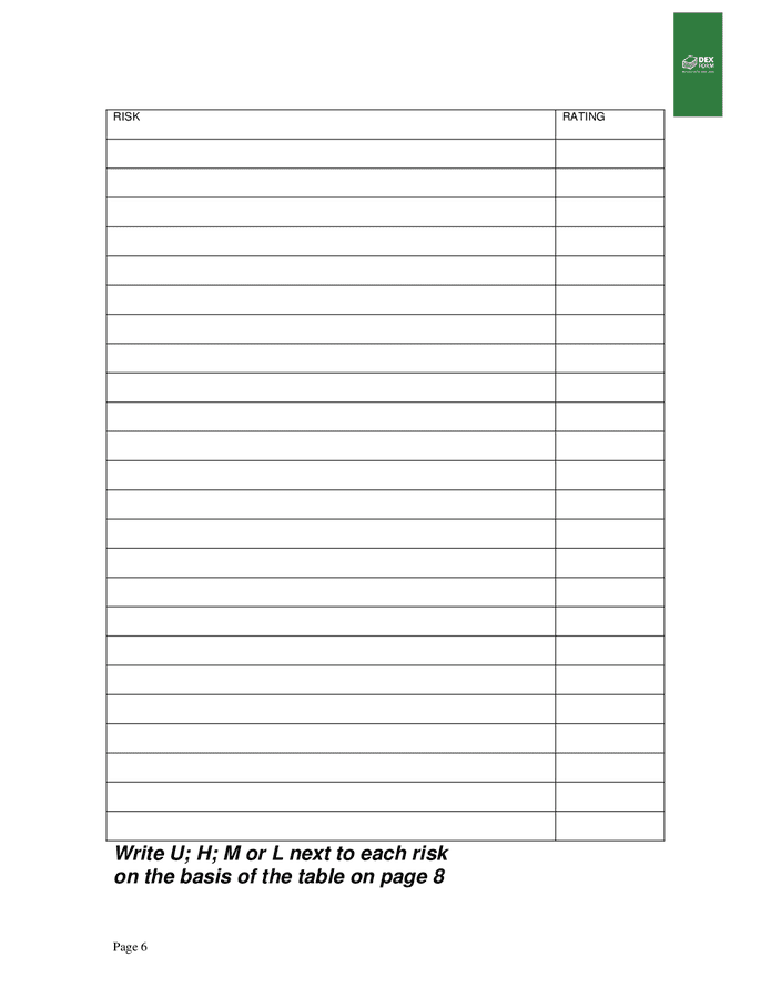 Risk management plan template in Word and Pdf formats - page 6 of 14