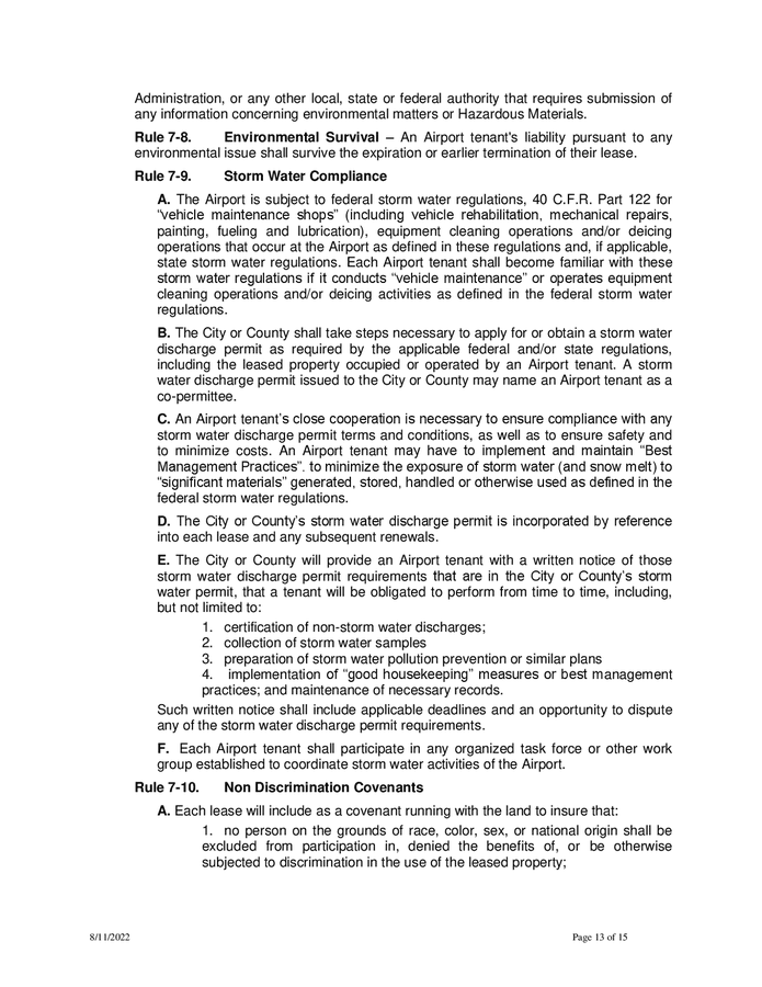 Model airport rules and regulations in Word and Pdf formats - page 13 of 15