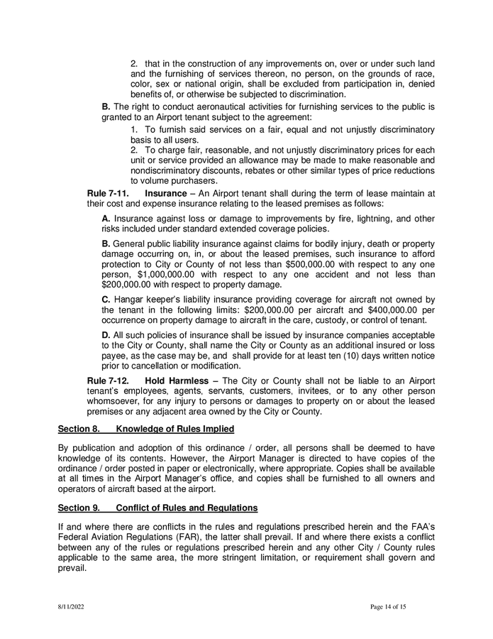 Model airport rules and regulations in Word and Pdf formats - page 14 of 15