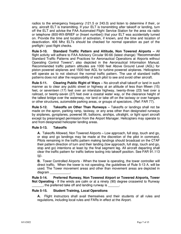 Model airport rules and regulations in Word and Pdf formats - page 7 of 15