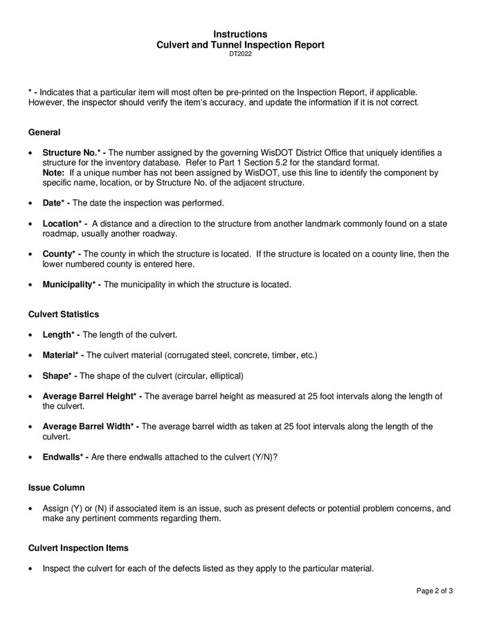Culvert and tunnel inspection report template (Wisconsin) in Word and ...