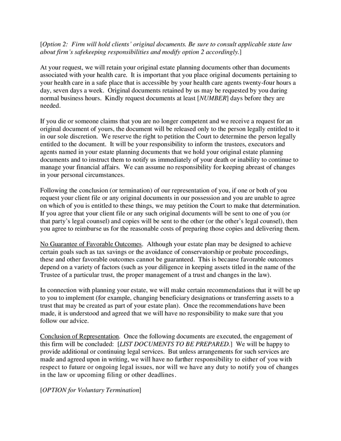 Estate planning matters spouses representation form in Word and Pdf ...