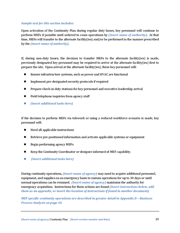 Continuity plan template for institutions of higher education in Word ...