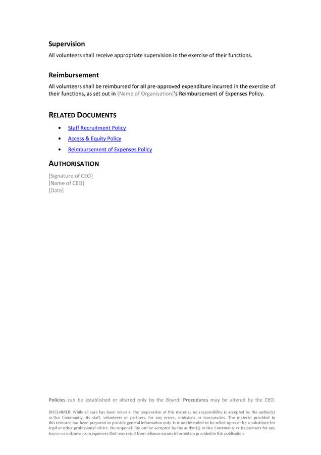 Volunteer management policy template in Word and Pdf formats - page 3 of 7