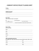 community service project planning sheet