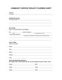 Community service project planning sheet in Word and Pdf formats