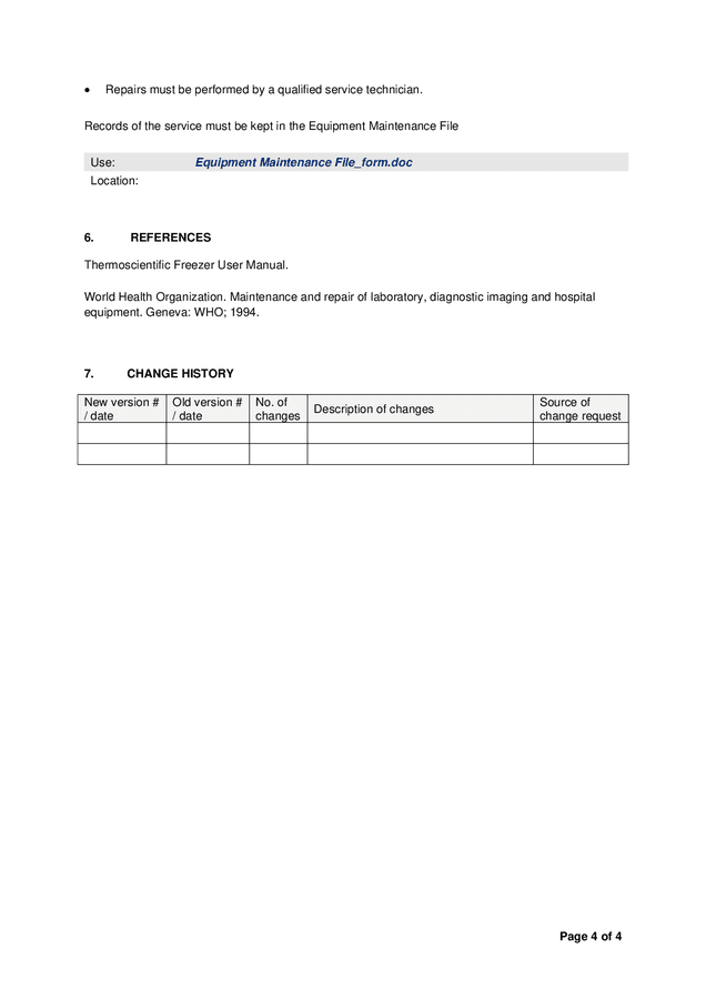 Fridge freezer use and maintenance template in Word and Pdf formats ...