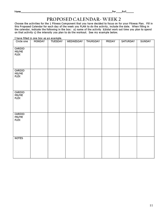 Personal fitness plan template in Word and Pdf formats - page 11 of 13