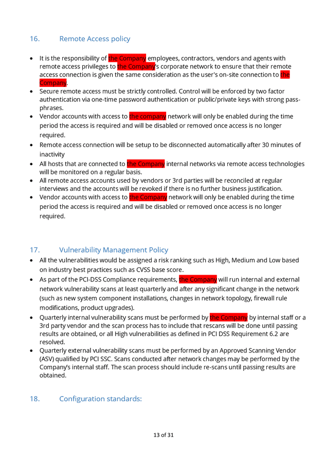 Information security policy in Word and Pdf formats - page 13 of 31