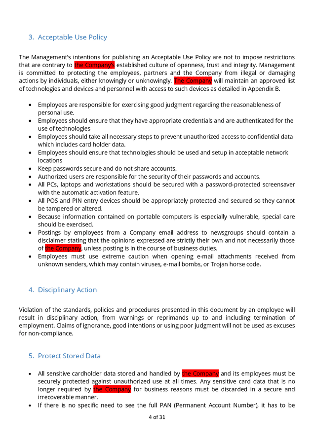 Information security policy in Word and Pdf formats - page 4 of 31