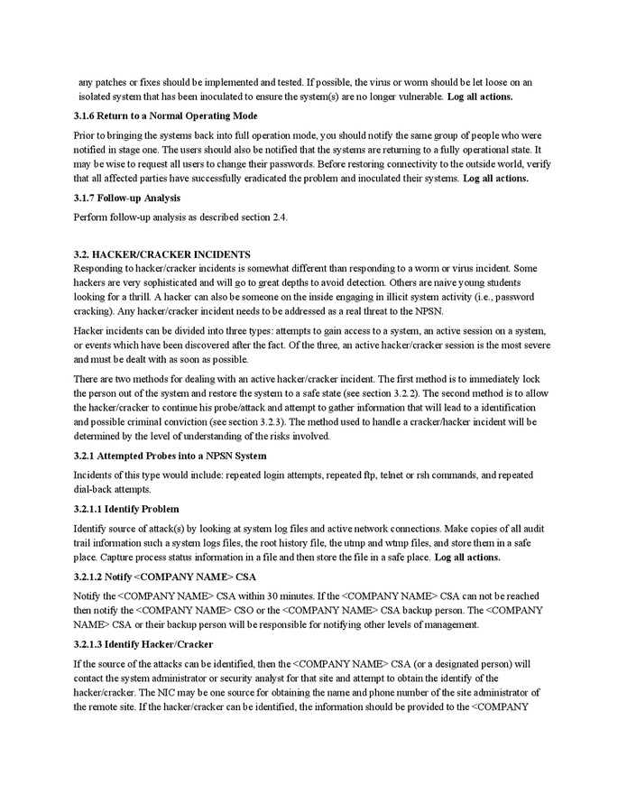 Sample incident handling procedure in Word and Pdf formats - page 5 of 7