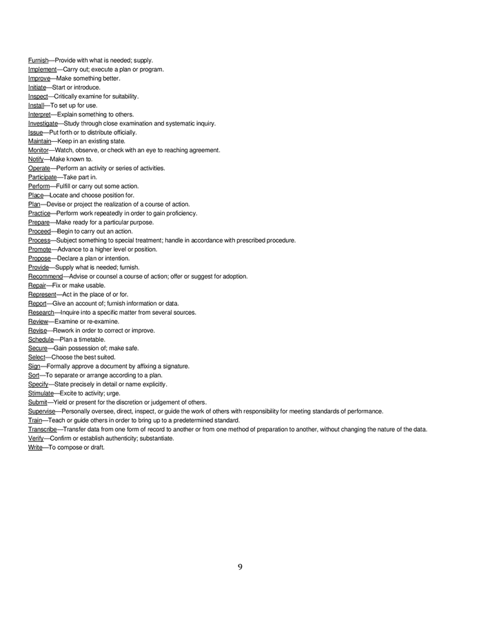 Job analysis questionnaire template in Word and Pdf formats - page 9 of 9