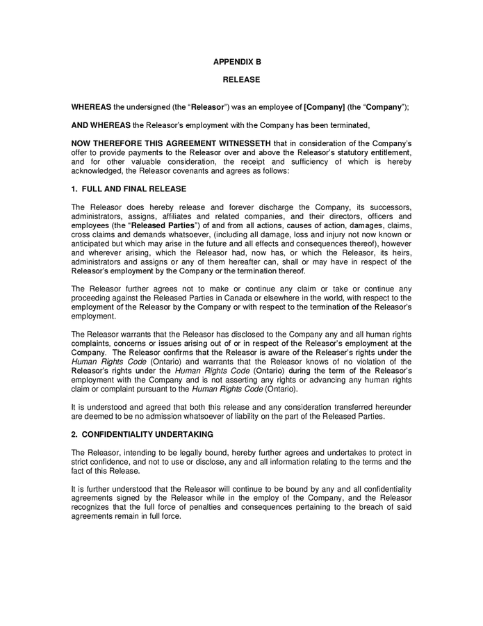 Sample termination agreement in Word and Pdf formats - page 4 of 5