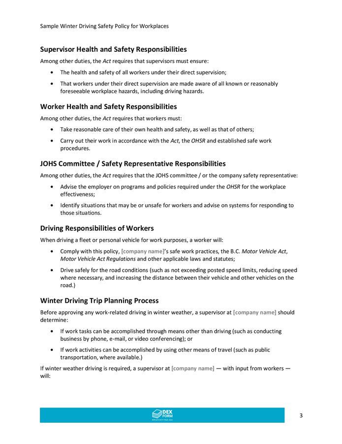 Winter driving safety policy sample in Word and Pdf formats - page 4 of 5