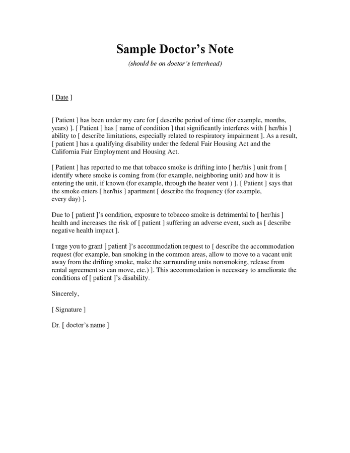 Sample Doctor s Note And Accommodation Request Letter In Word And Pdf