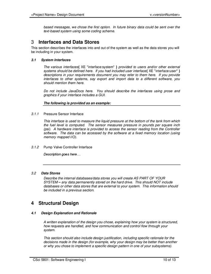 Project name design document in Word and Pdf formats - page 10 of 13