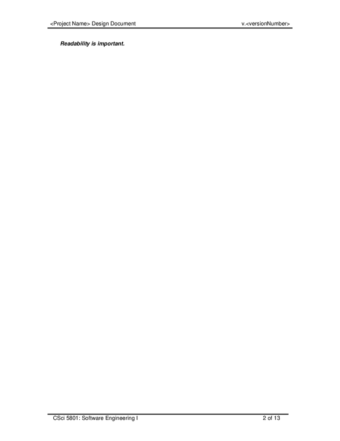 Project name design document in Word and Pdf formats - page 2 of 13