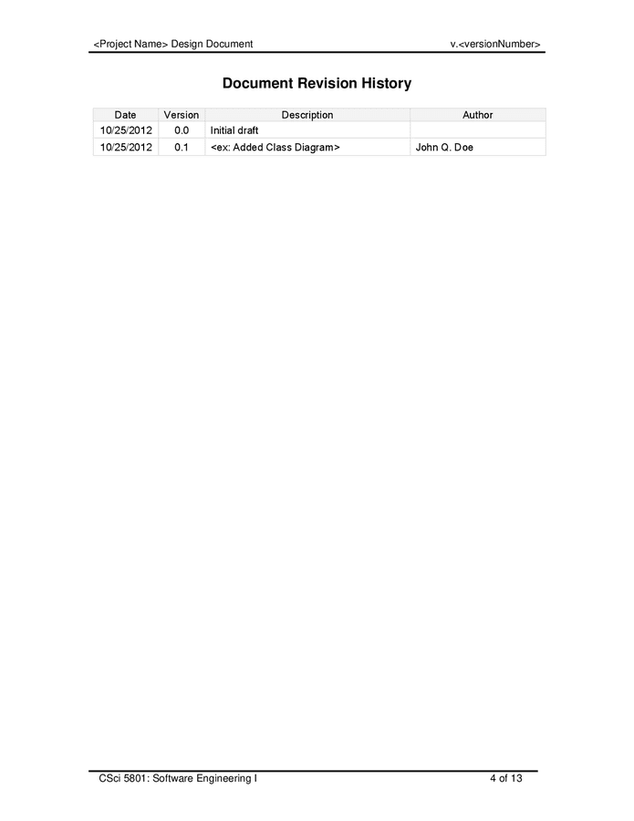 Project name design document in Word and Pdf formats - page 4 of 13