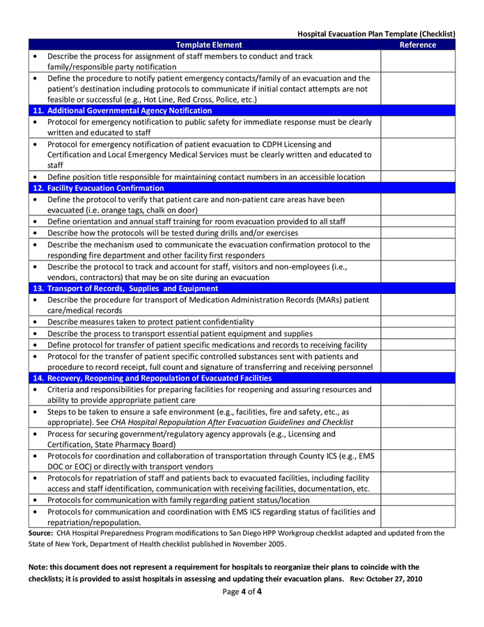Hospital evacuation plan in Word and Pdf formats - page 4 of 5