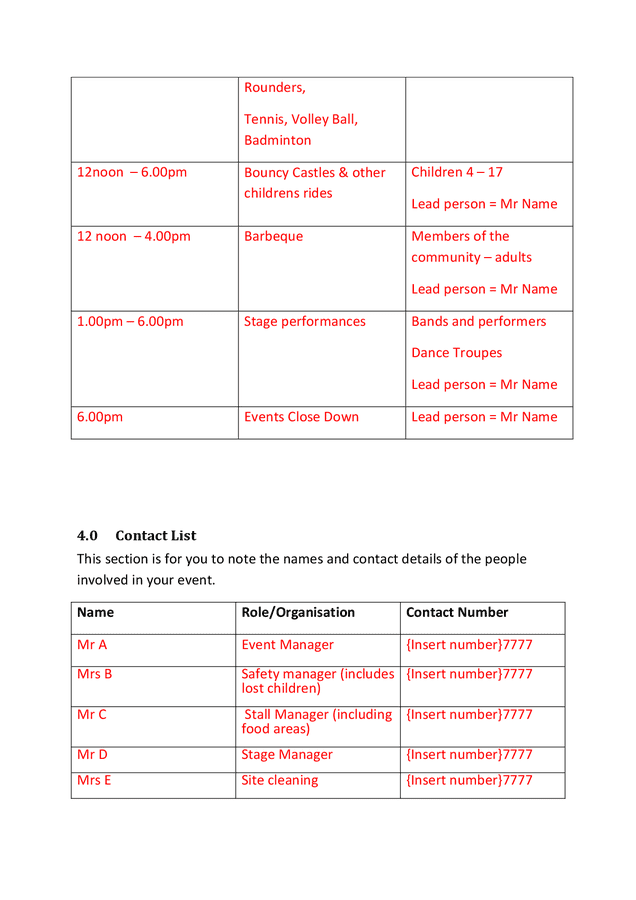 Event management plan template in Word and Pdf formats - page 3 of 4 Event management plan template in Word and Pdf formats - page 3 of 4