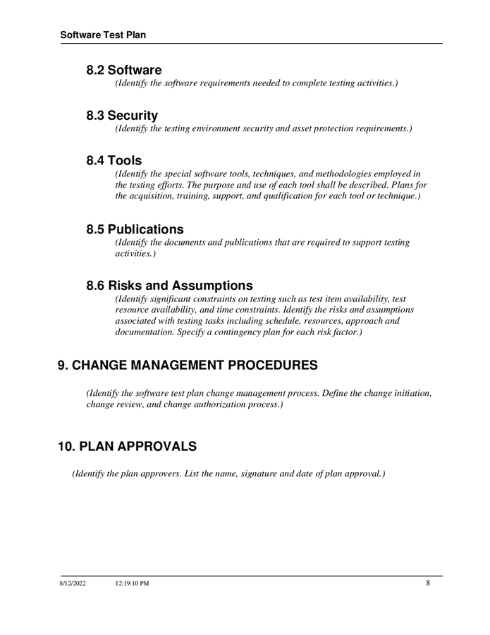Software test plan (STP) template in Word and Pdf formats - page 13 of 13