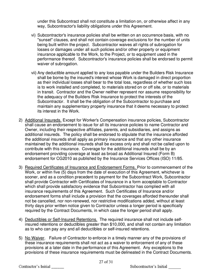 Master Subcontract Agreement Template In Word And Pdf Formats Page 27 Master Subcontract Agreement Template In Word And Pdf Formats Page 27