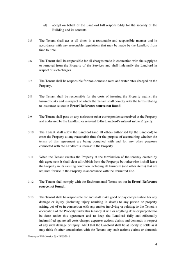 Tenancy at will model in Word and Pdf formats - page 5 of 11