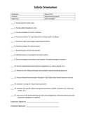 sample employee safety orientation checklist