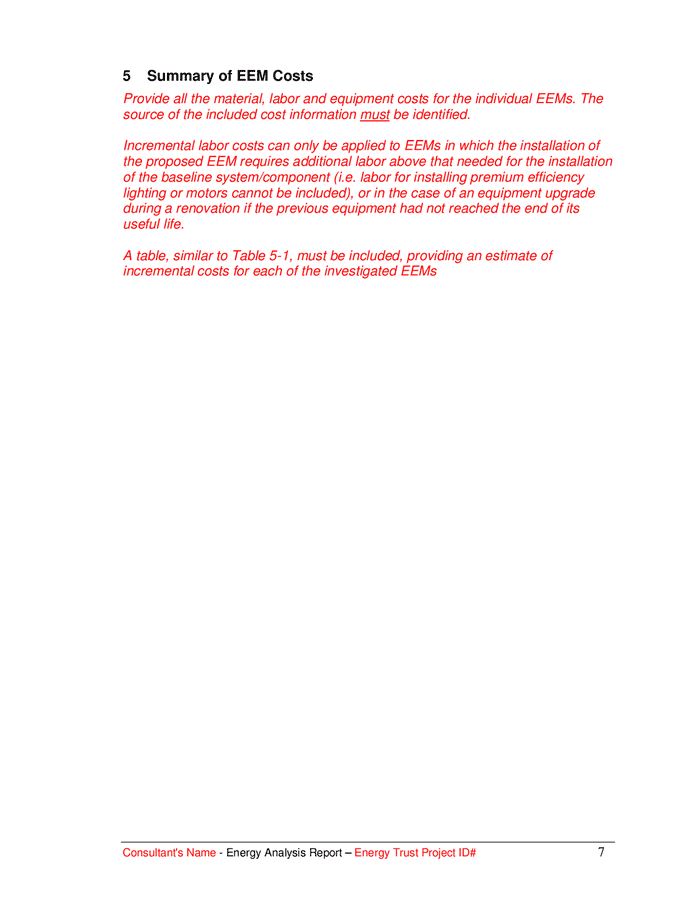 Energy analysis report template in Word and Pdf formats - page 10 of 13