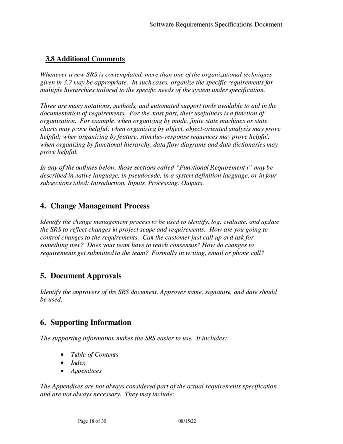 Software Requirements Specification Srs Template In Word And Pdf Formats Page 18 Of 30