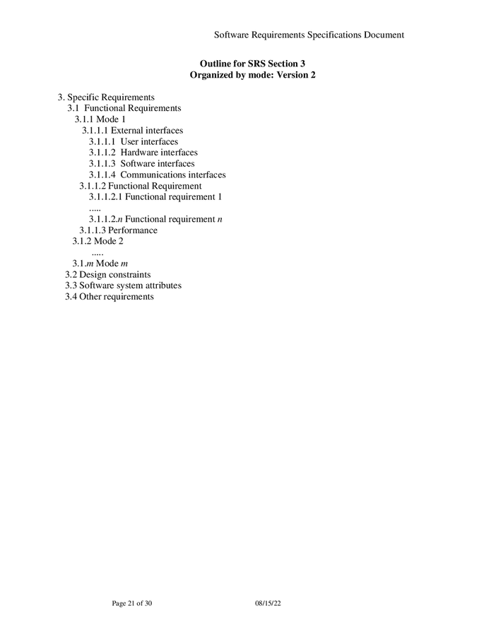 Software Requirements Specification Srs Template In Word And Pdf
