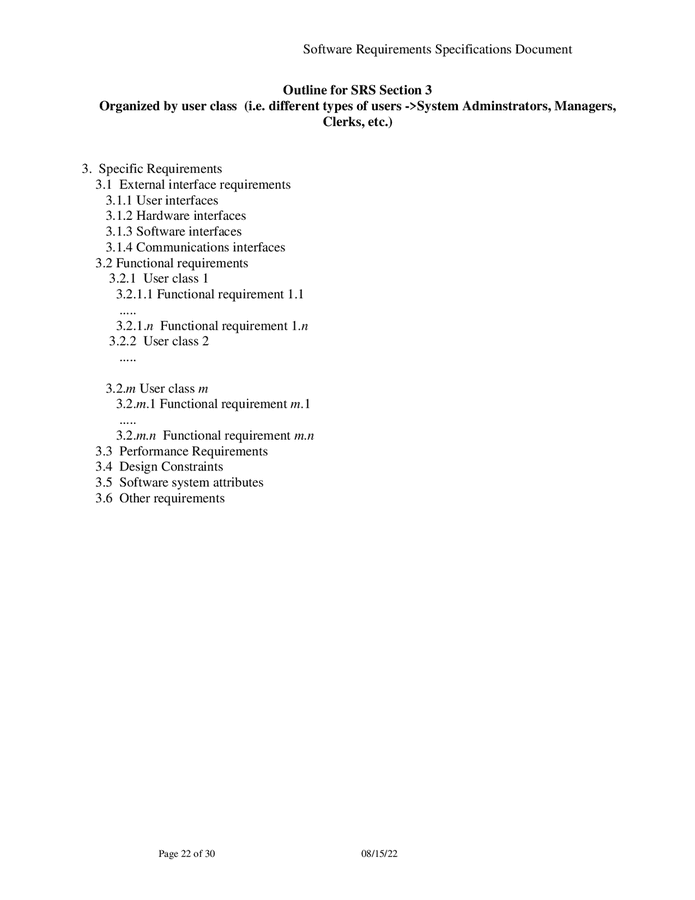 Software Requirements Specification Srs Template In Word And Pdf Formats Page 22 Of 30