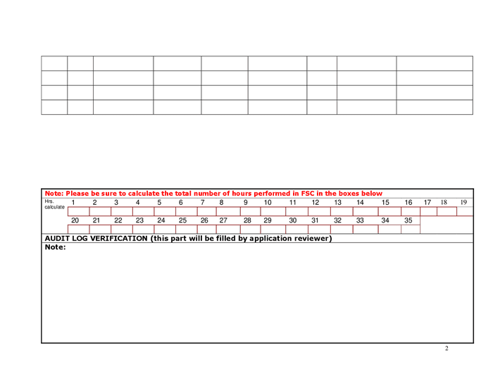 Audit log sheet in Word and Pdf formats - page 2 of 2