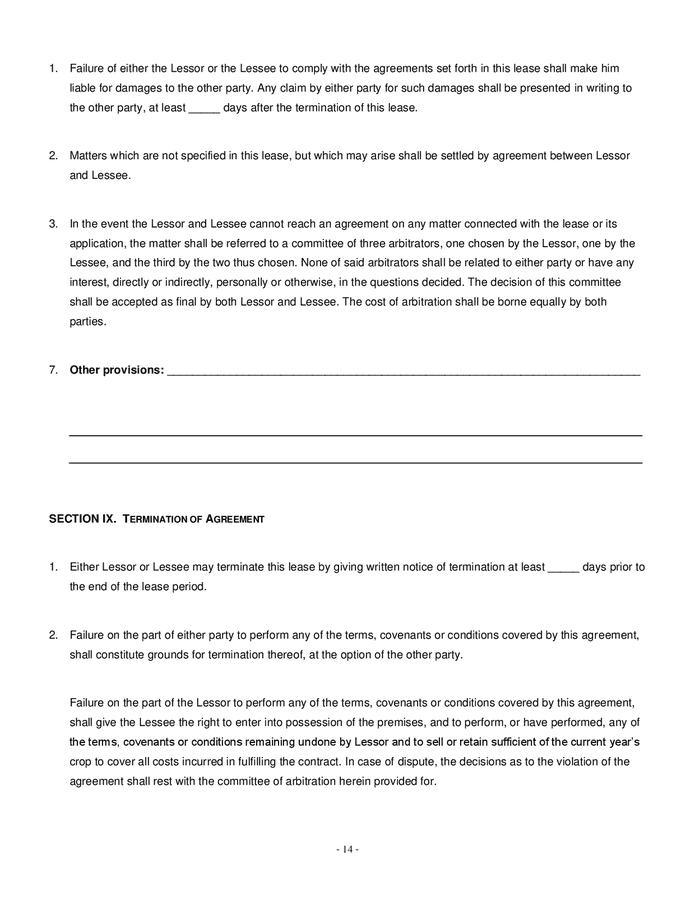 Cash farm lease form in Word and Pdf formats - page 14 of 16