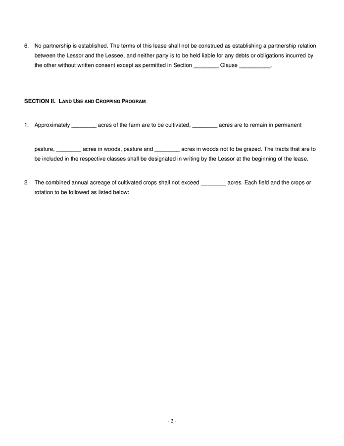 Cash farm lease form in Word and Pdf formats - page 2 of 16