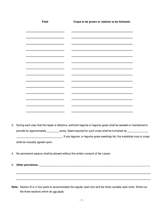 Cash farm lease form in Word and Pdf formats - page 3 of 16
